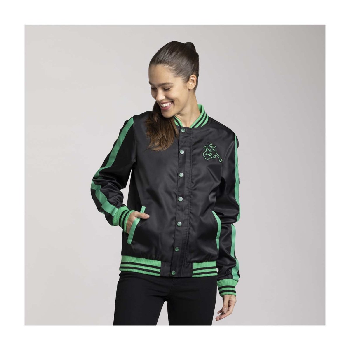 Rayquaza Pokémon Jackets Black Snap-Down Jacket - Adult | Pokémon ...