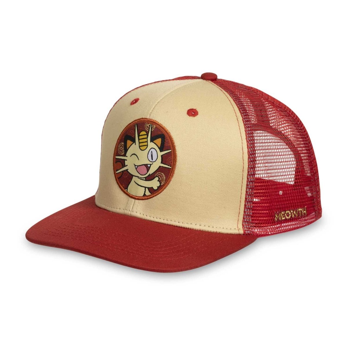 Meowth Red Flat-Bill Hat (One Size-Adult) | Pokémon Center Official Site