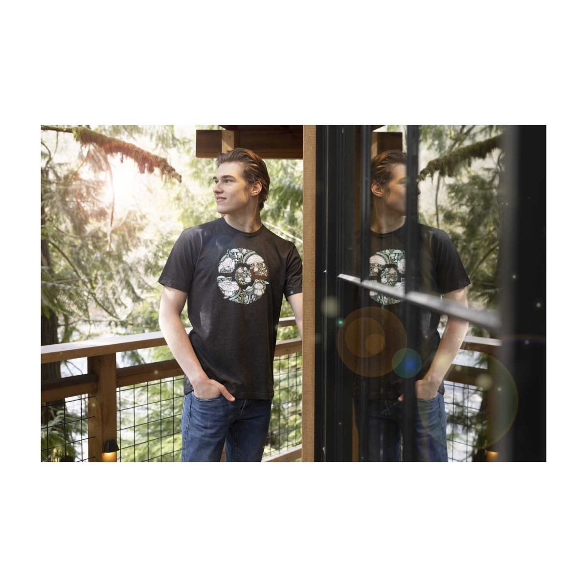 Pikachu & Friends Pokémon Nature: Spring Dark Gray Relaxed Fit Crew ...