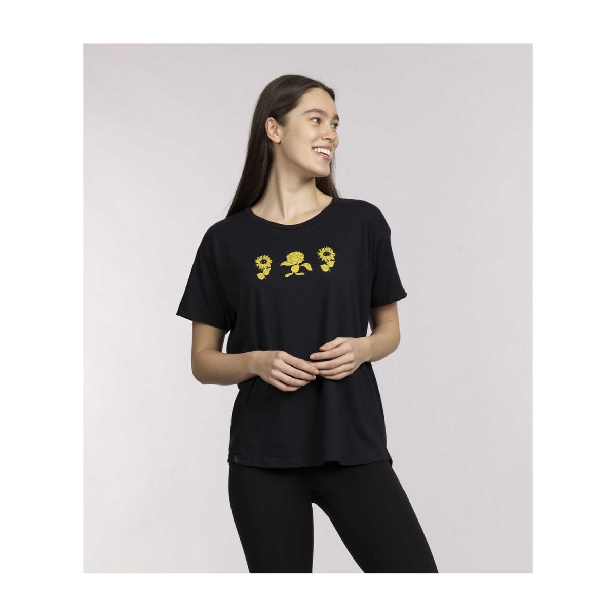 Pikachu & Sunflora Pokémon Nature: Spring Black Crew Neck T-Shirt ...