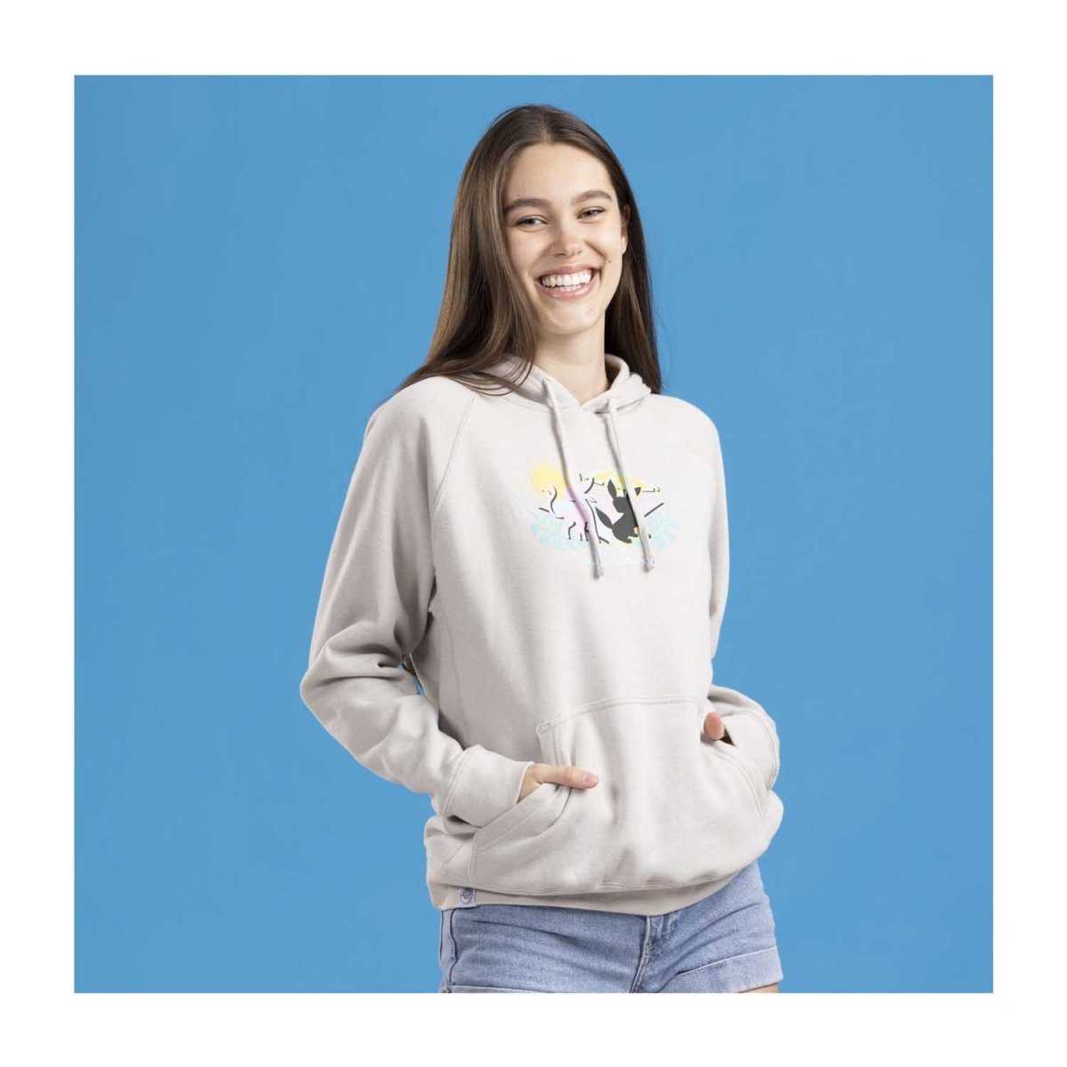 Espeon & Umbreon Summer Fun White Fitted Pullover Hoodie - Adult ...