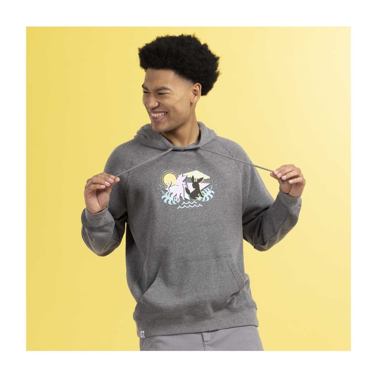 Espeon & Umbreon Summer Fun Heather Gray Fitted Pullover Hoodie - Adult ...