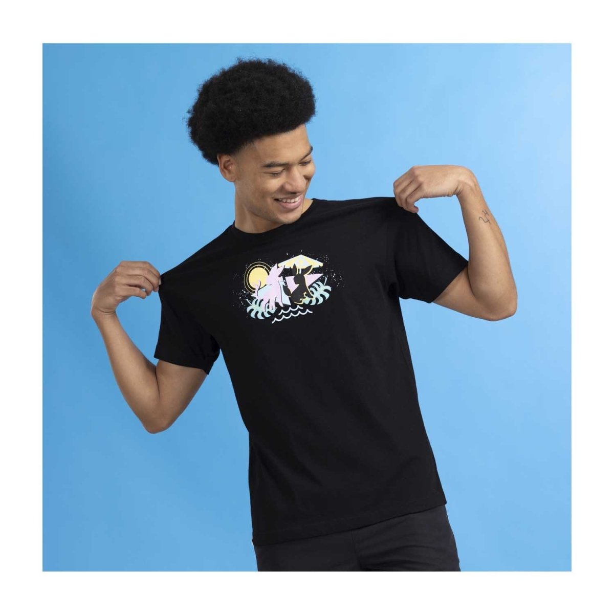 Espeon & Umbreon Summer Fun Black Relaxed Fit Crew Neck T-Shirt - Adult ...