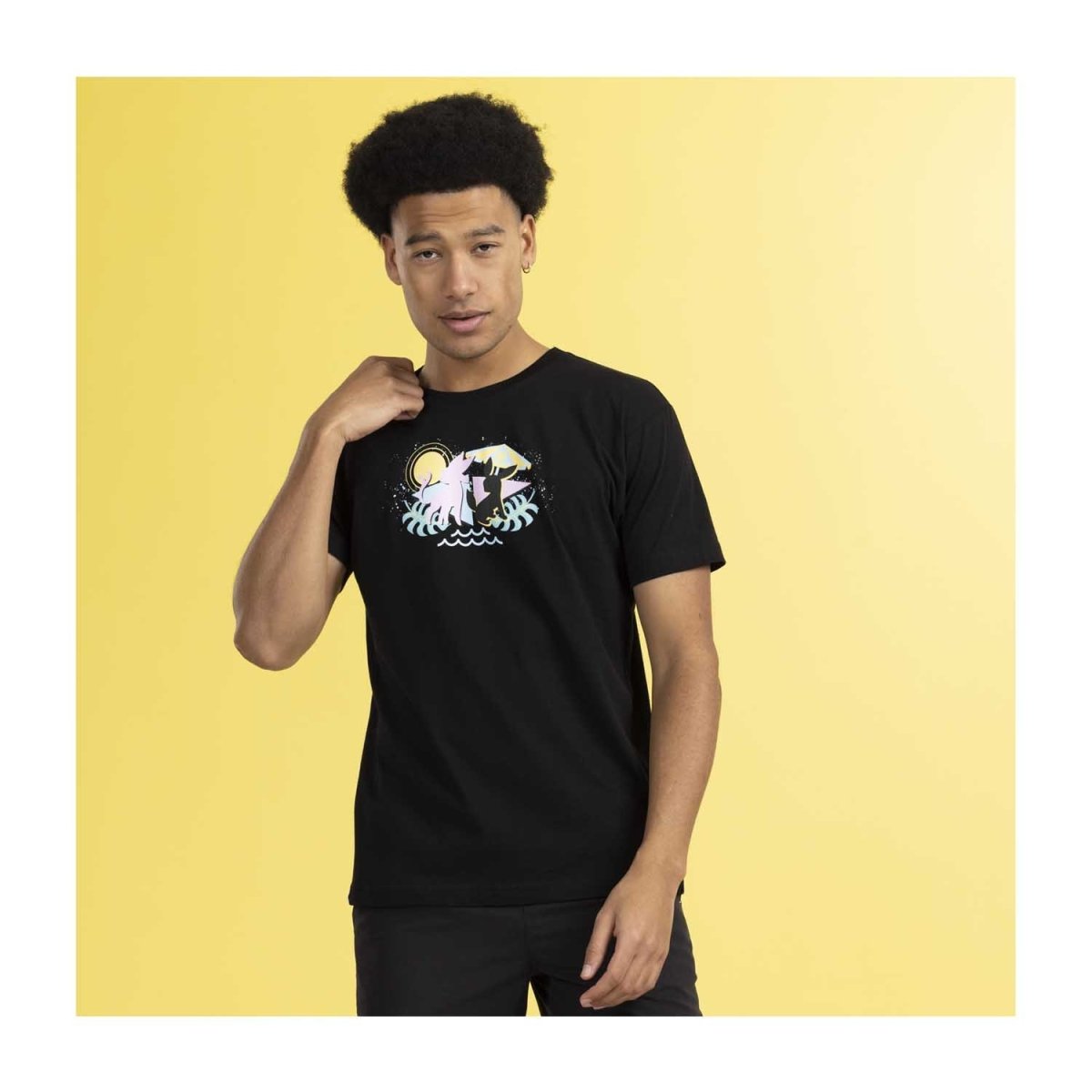 Espeon & Umbreon Summer Fun Black Relaxed Fit Crew Neck T-Shirt - Adult ...