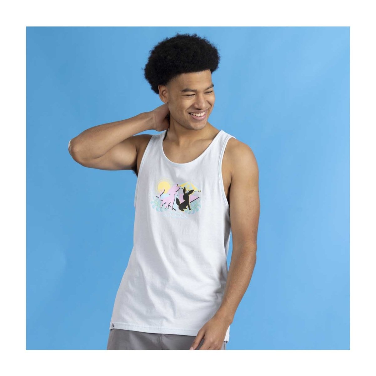 Espeon & Umbreon Summer Fun Light Blue Fitted Tank Top - Men | Pokémon ...
