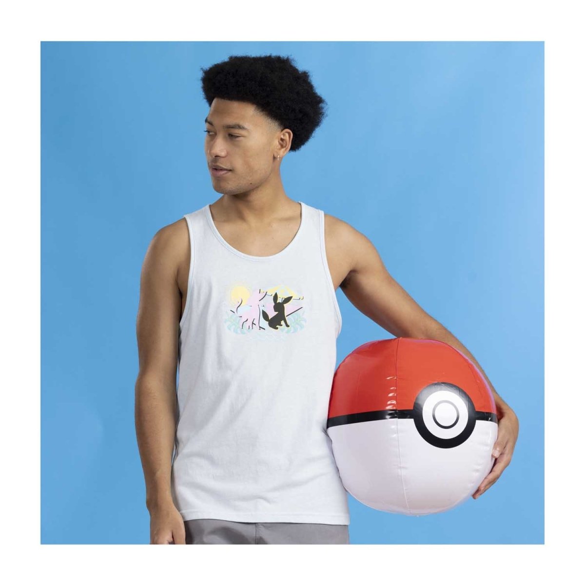 Espeon & Umbreon Summer Fun Light Blue Fitted Tank Top - Men | Pokémon ...