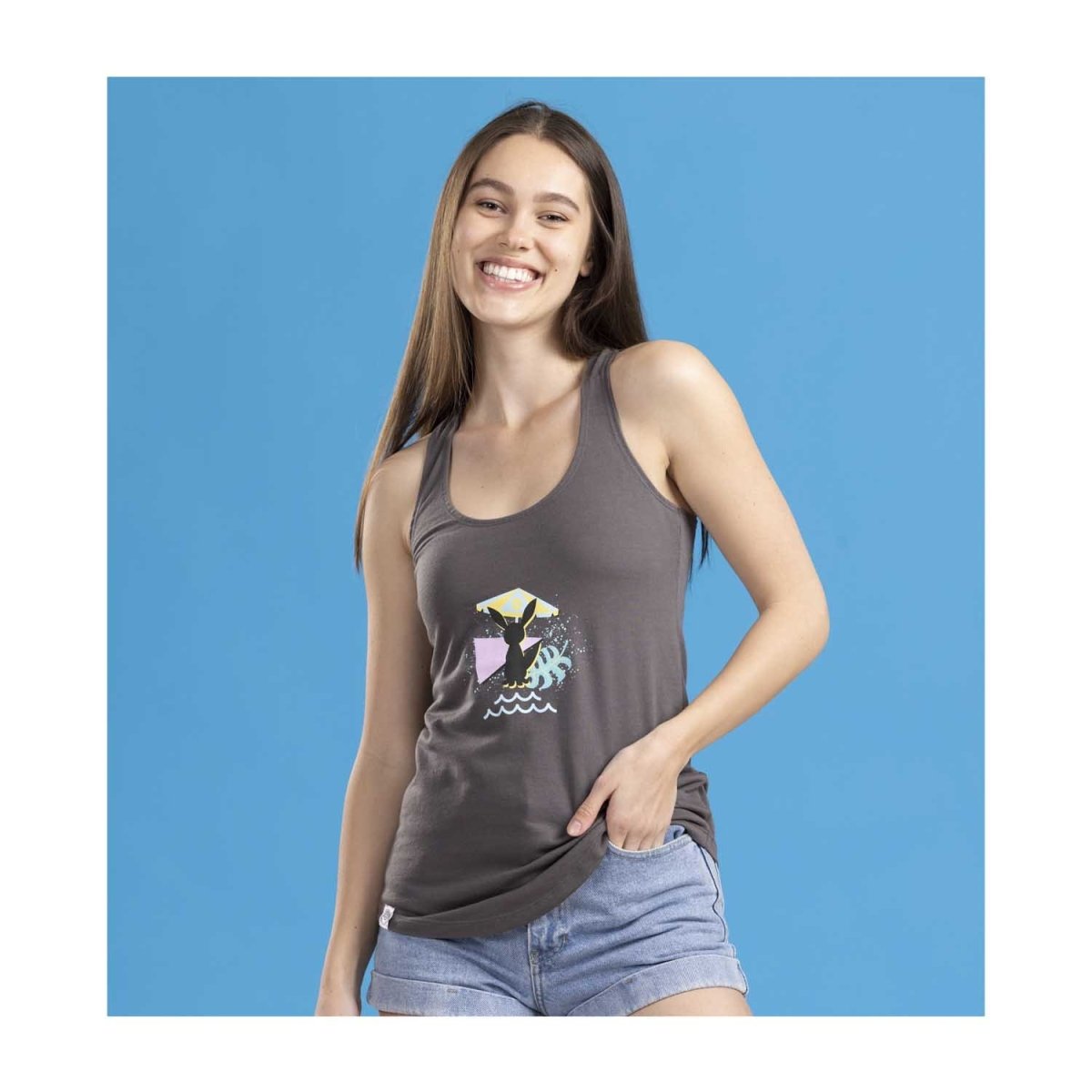 Espeon & Umbreon Summer Fun Dark Gray Fitted Racerback Tank Top - Women ...