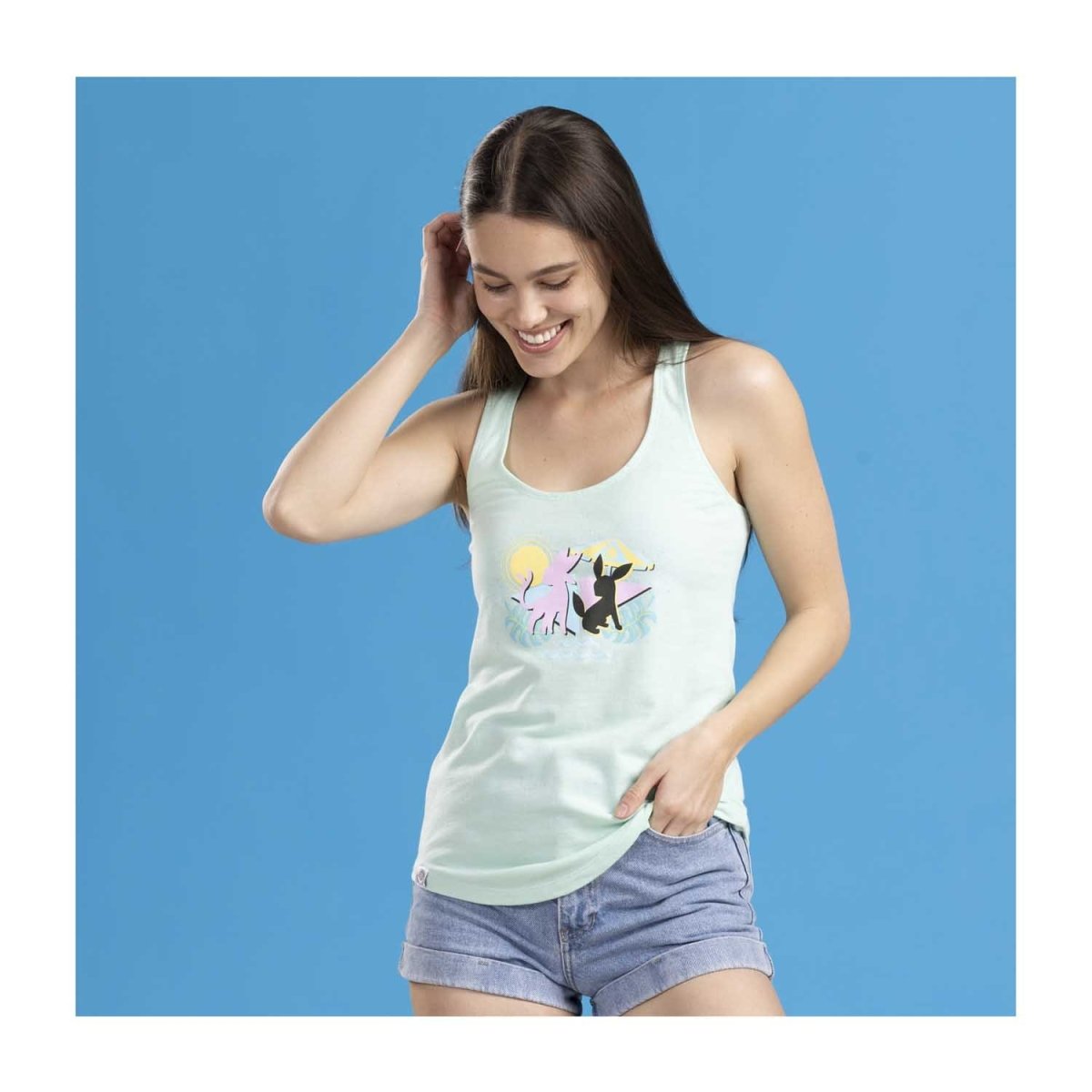 Espeon & Umbreon Summer Fun Light Green Fitted Racerback Tank Top ...