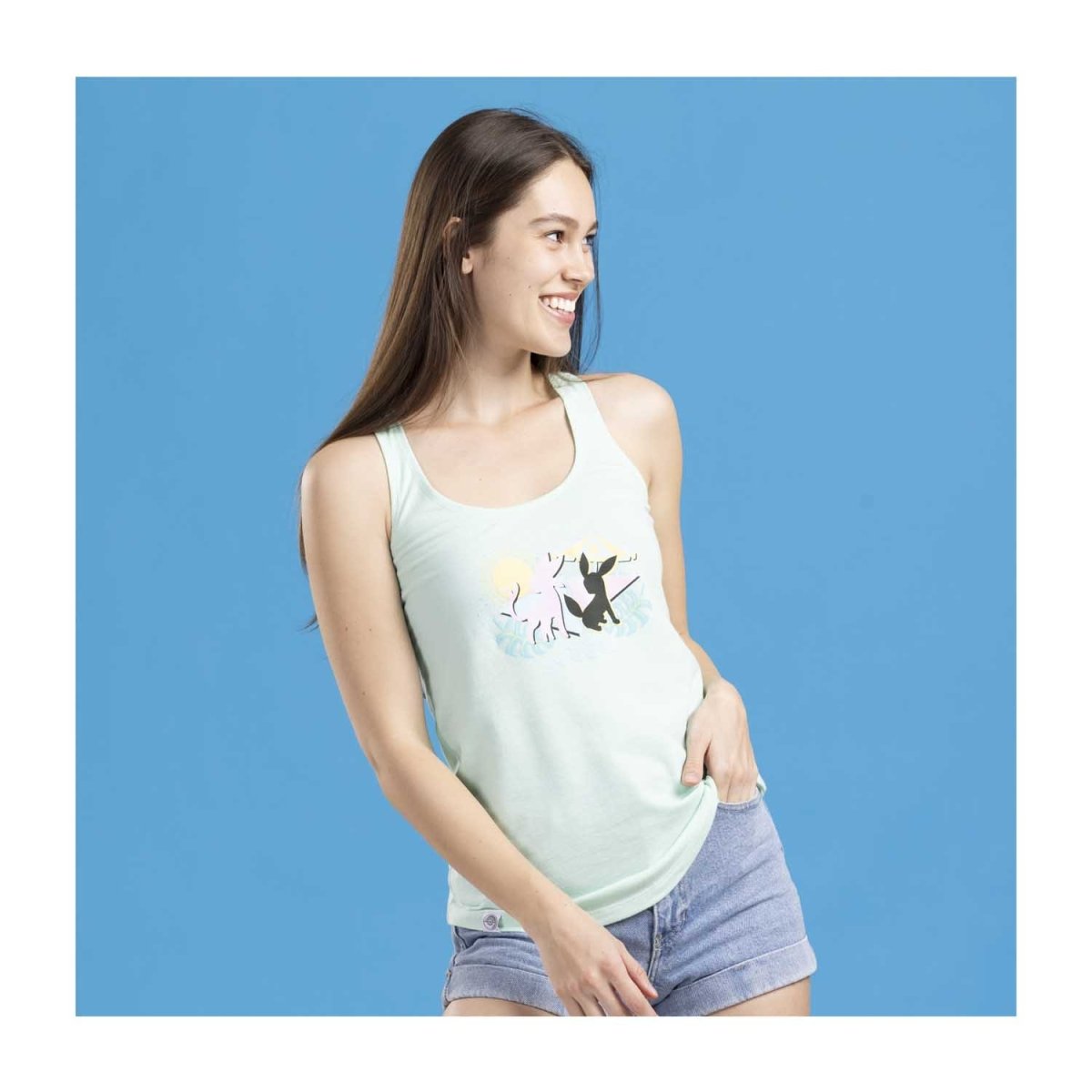Espeon & Umbreon Summer Fun Light Green Fitted Racerback Tank Top ...