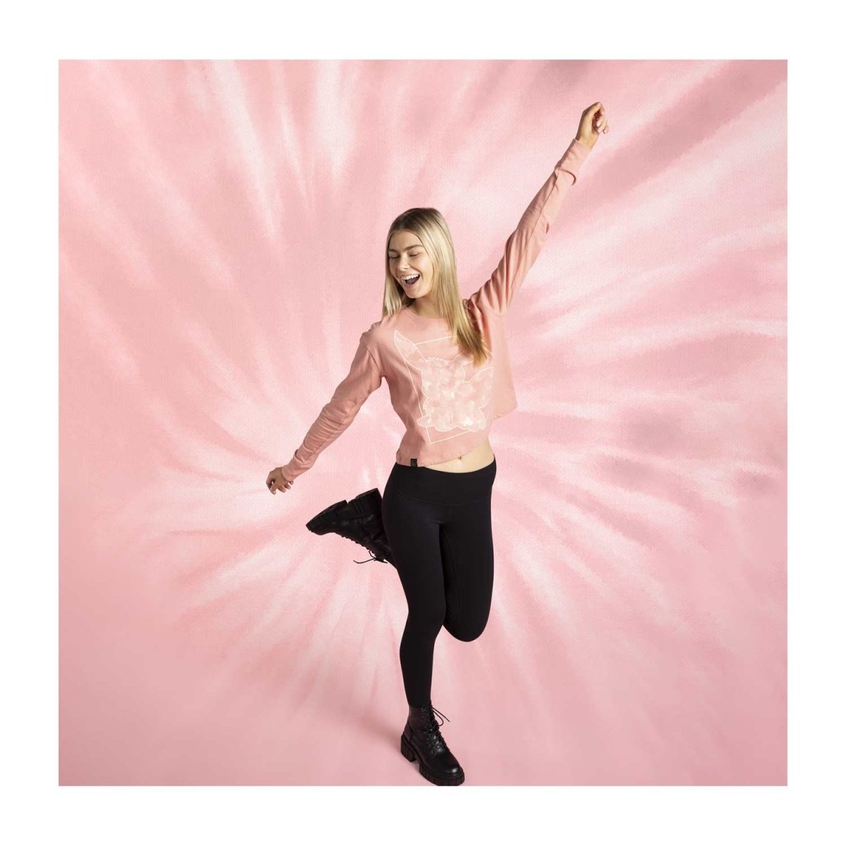 Eevee Pokémon Nature: Fall Pink Heavyweight Crop Long-Sleeve Shirt ...