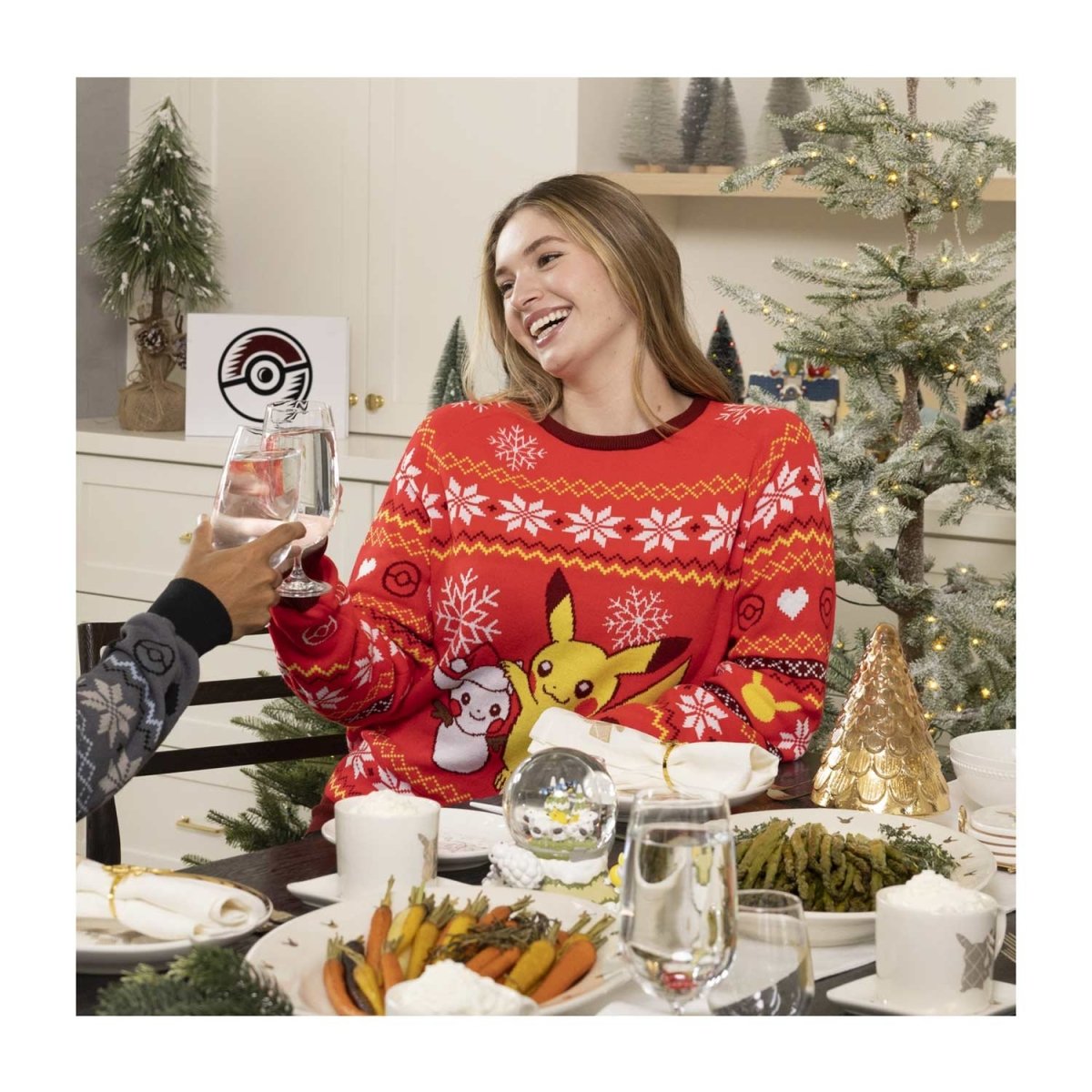 Pikachu Holiday Friend Red Knit Sweater - Adult | Pokémon Center ...