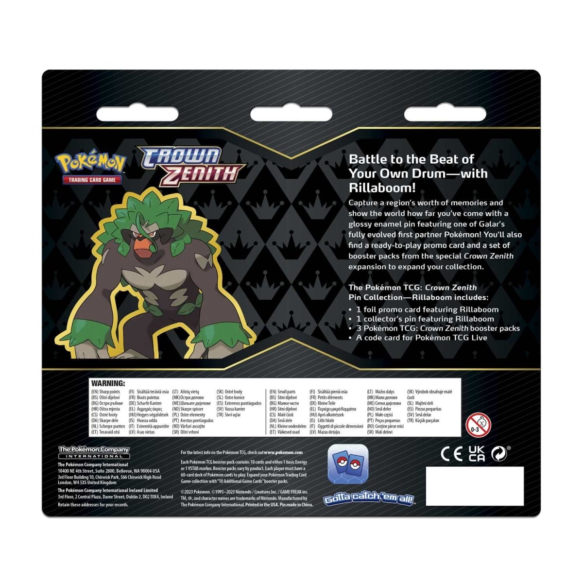 Pokémon TCG: Crown Zenith Pin Collection (Rillaboom) | Pokémon Center ...