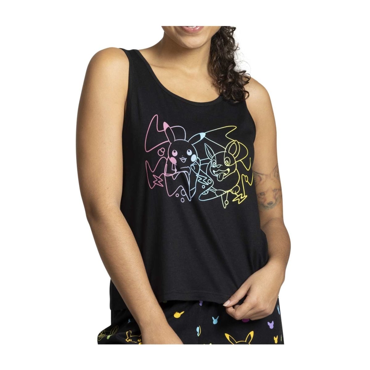 Pikachu & Yamper Electric Pals Black Relaxed Fit Scoop Neck Tank Top ...