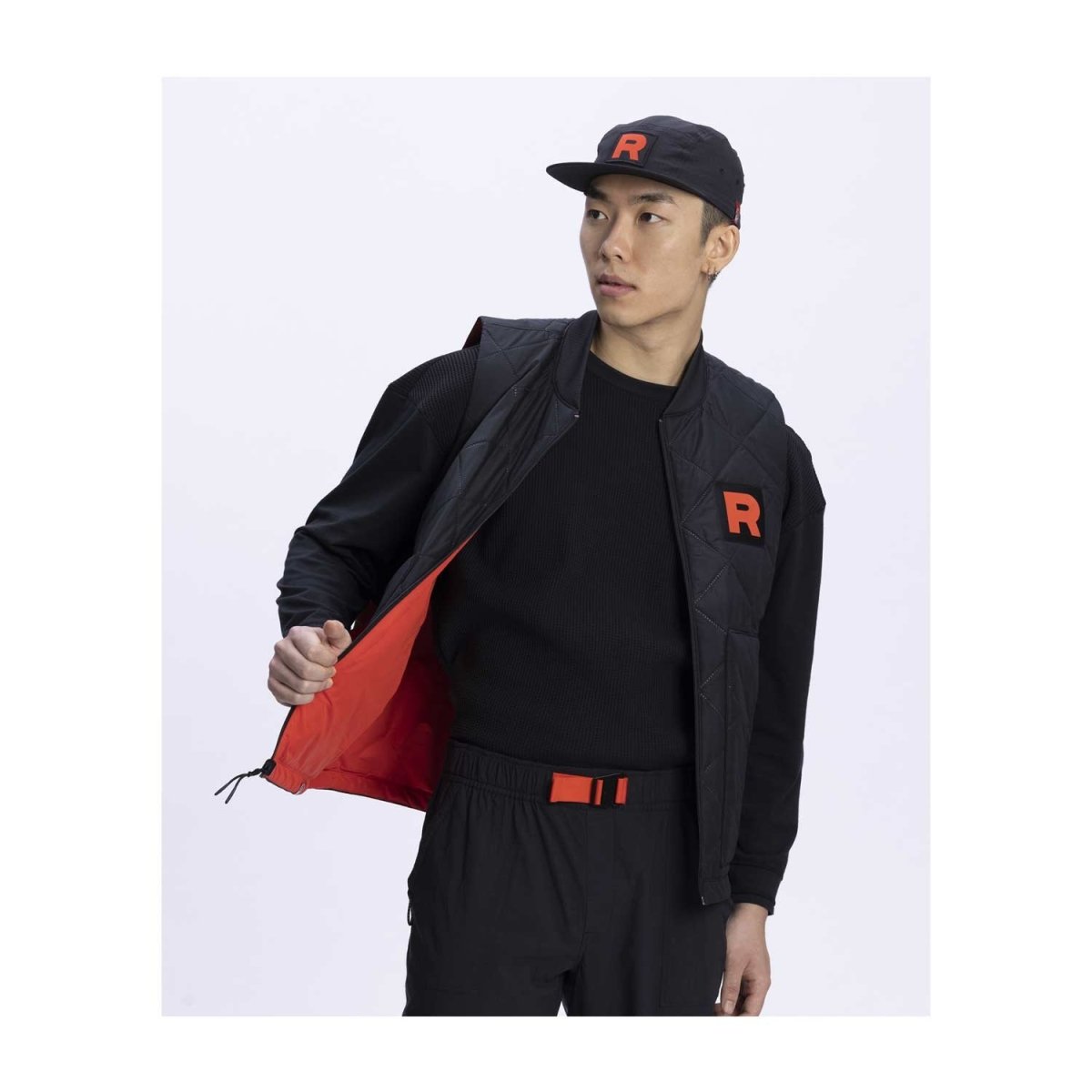 Team Rocket HQ Collection Black & Red Reversible Quilted Utility Vest ...