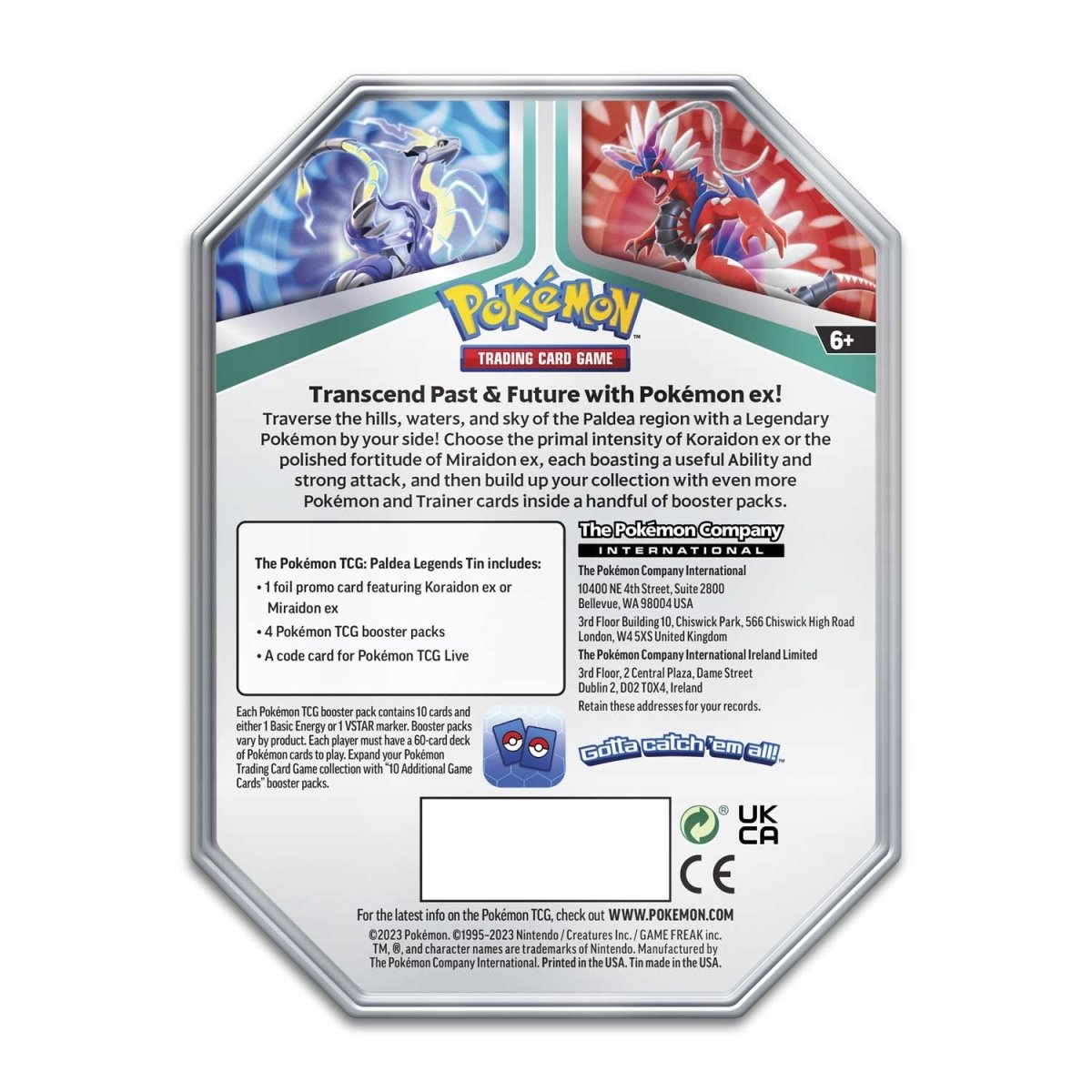 Pokémon TCG: Paldea Legends Tin (Miraidon ex) | Pokémon Center UK ...