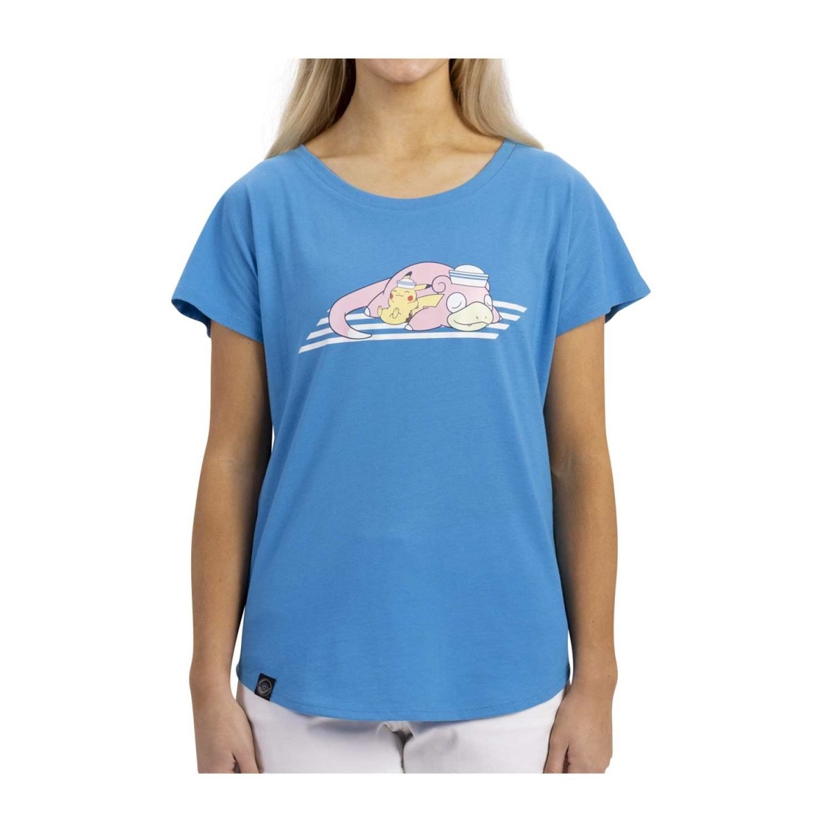 Pikachu & Slowpoke Pokémon Summer Days Blue Scoop Neck T-Shirt - Women ...