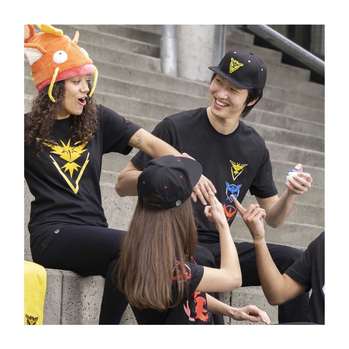 Pokémon GO Teams: Team Instinct, Team Mystic & Team Valor Black Relaxed Fit Crew Neck T-Shirt ...