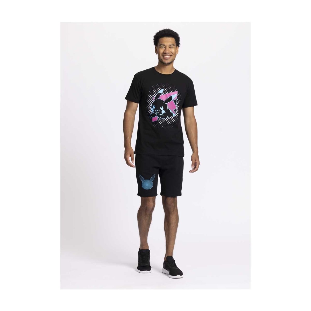 Pikachu Neon Pokémon Active Black & Blue Midweight Fleece Shorts - Men ...