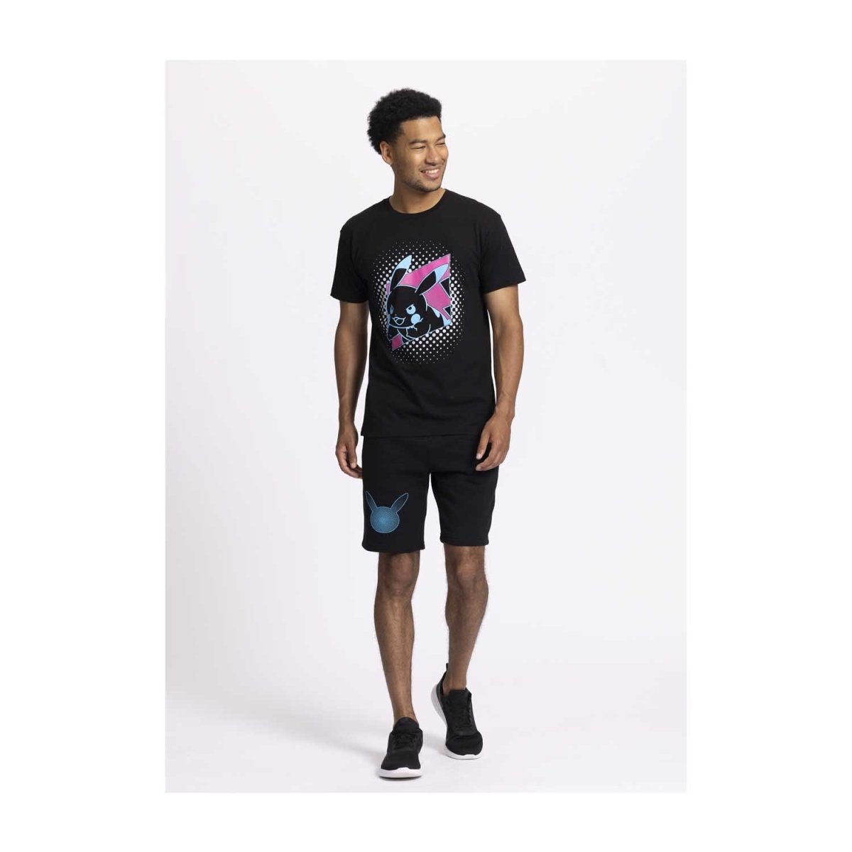Pikachu Neon Pokémon Active Black & Blue Midweight Fleece Shorts - Men ...