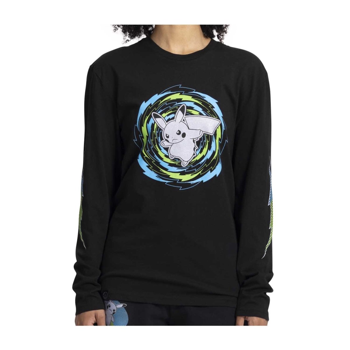 Pikachu Neon Pokémon Active Black, Green & Blue Long-Sleeve Crew Neck T ...