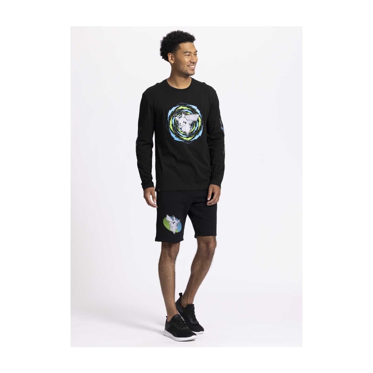 Pikachu Neon Pokémon Active Black, Green & Blue Long-Sleeve Crew Neck T ...