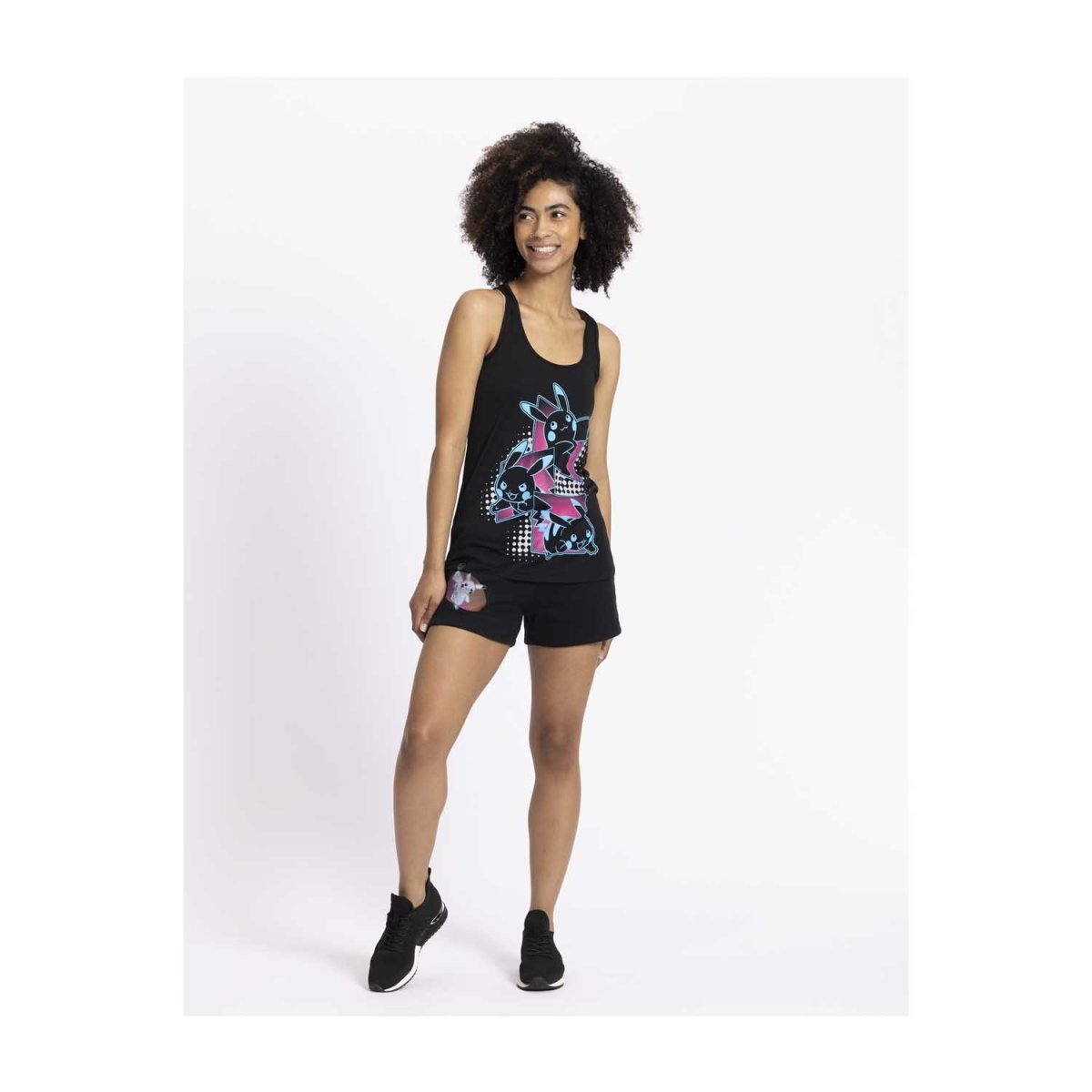 Pikachu Neon Pokémon Active Black, Pink & Blue Performance Tank Top ...