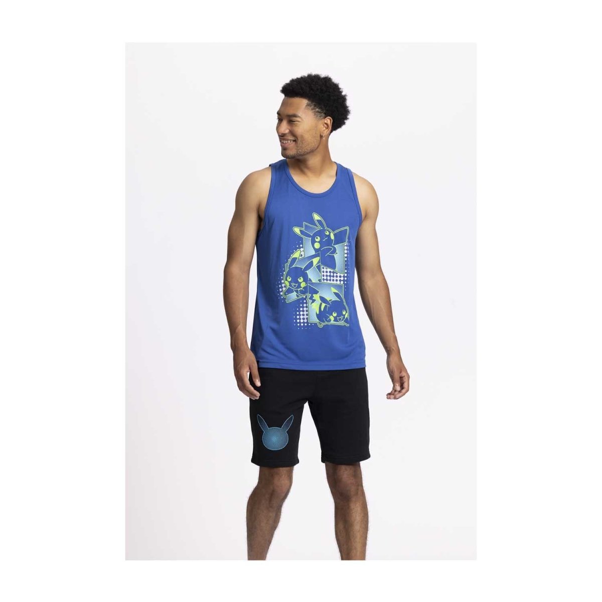 Pikachu Neon Pokémon Active Blue & Green Performance Tank Top - Men ...