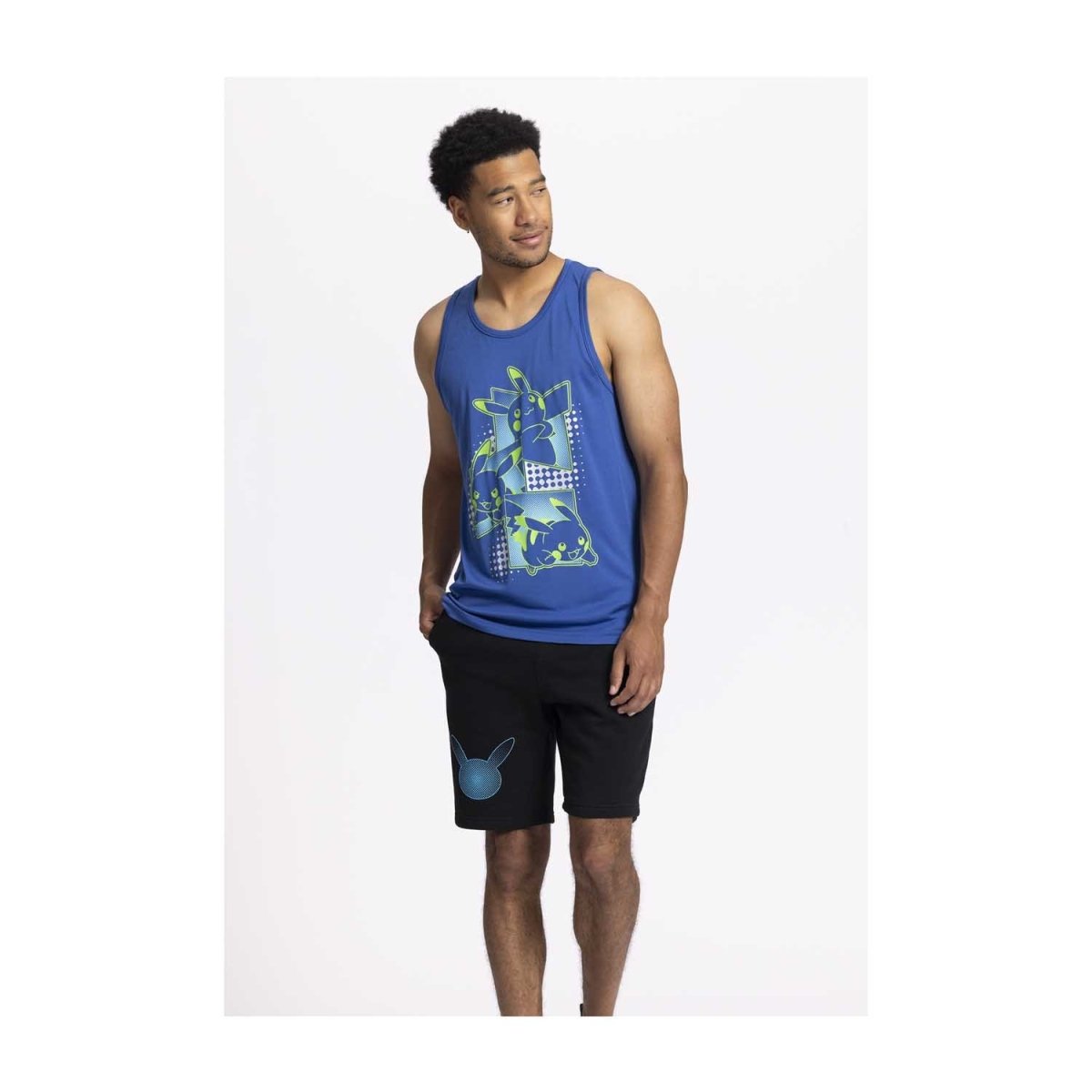 Pikachu Neon Pokémon Active Blue & Green Performance Tank Top - Men ...