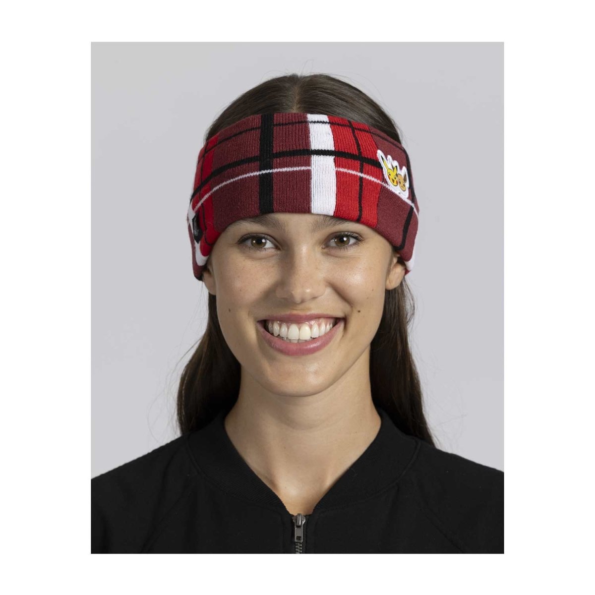 Pikachu & Eevee Red & Black Plaid Knit Headband (One Size-Adult ...