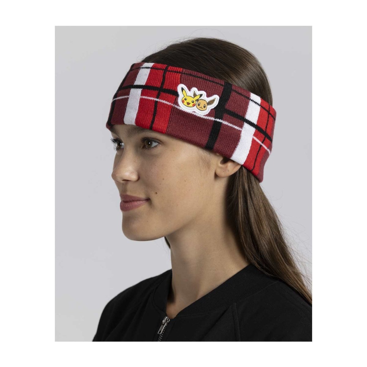 Pikachu & Eevee Red & Black Plaid Knit Headband (One Size-Adult ...