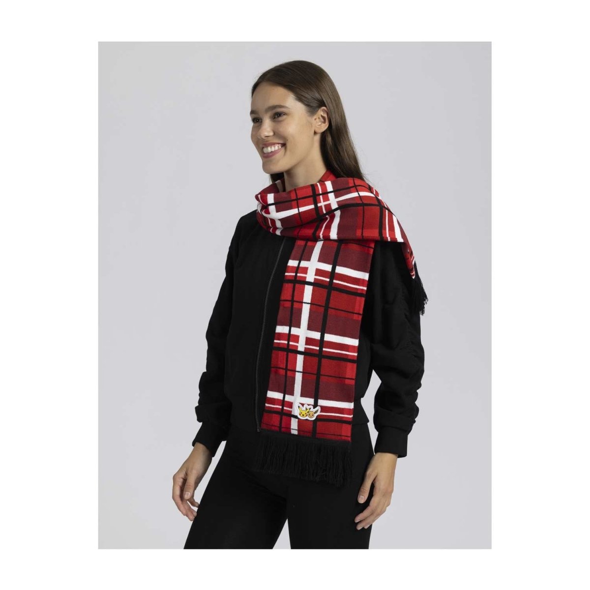 Pikachu & Eevee Red & Black Plaid Knit Scarf (One Size-Adult) | Pokémon ...