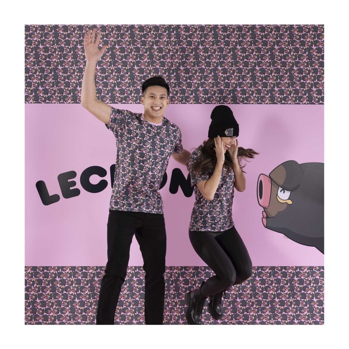 Lechonk Pink Allover-Print Relaxed Fit Crew Neck T-Shirt - Adult ...