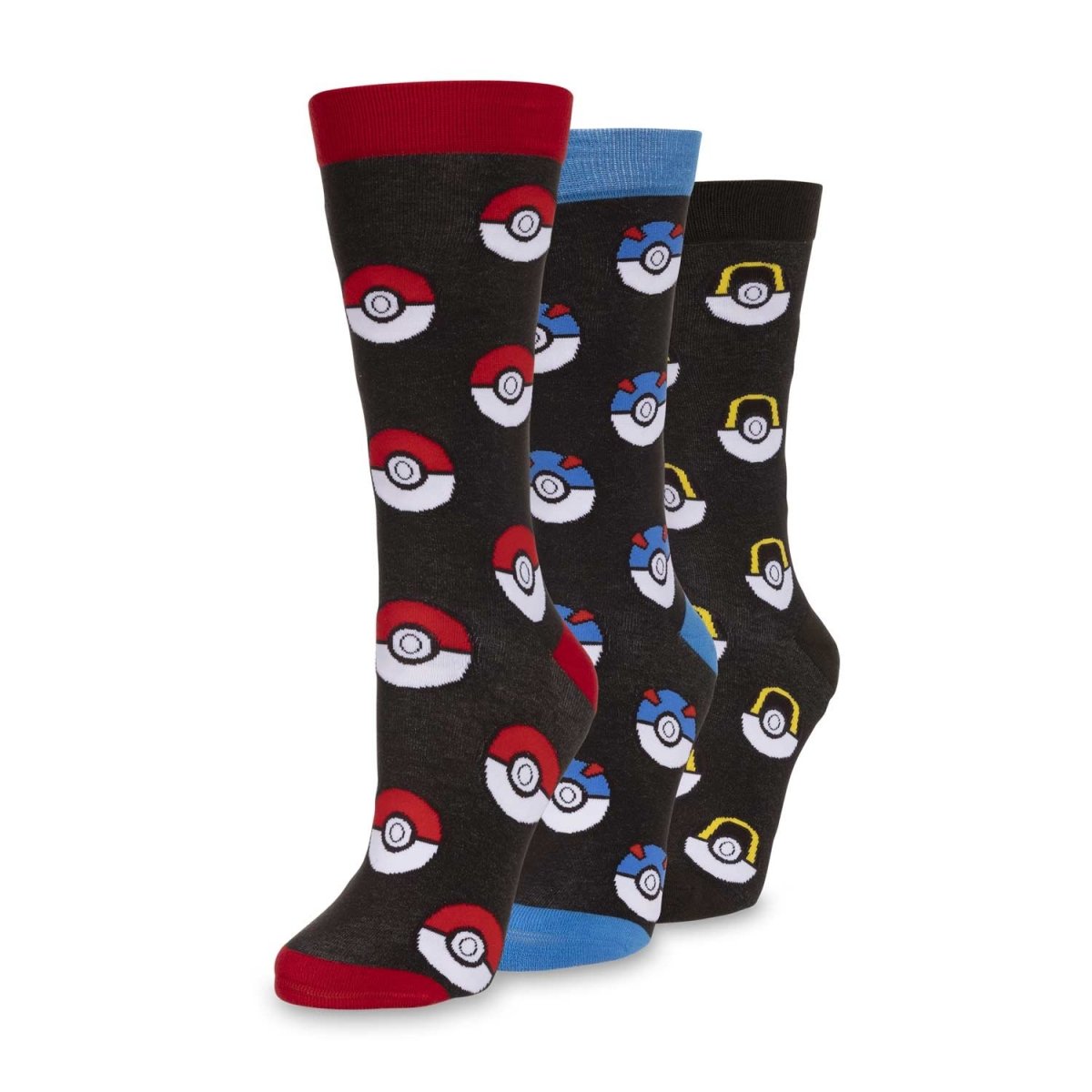 Poké Ball Pattern Crew Socks Box Set (3 Pairs) (One Size-Adult ...
