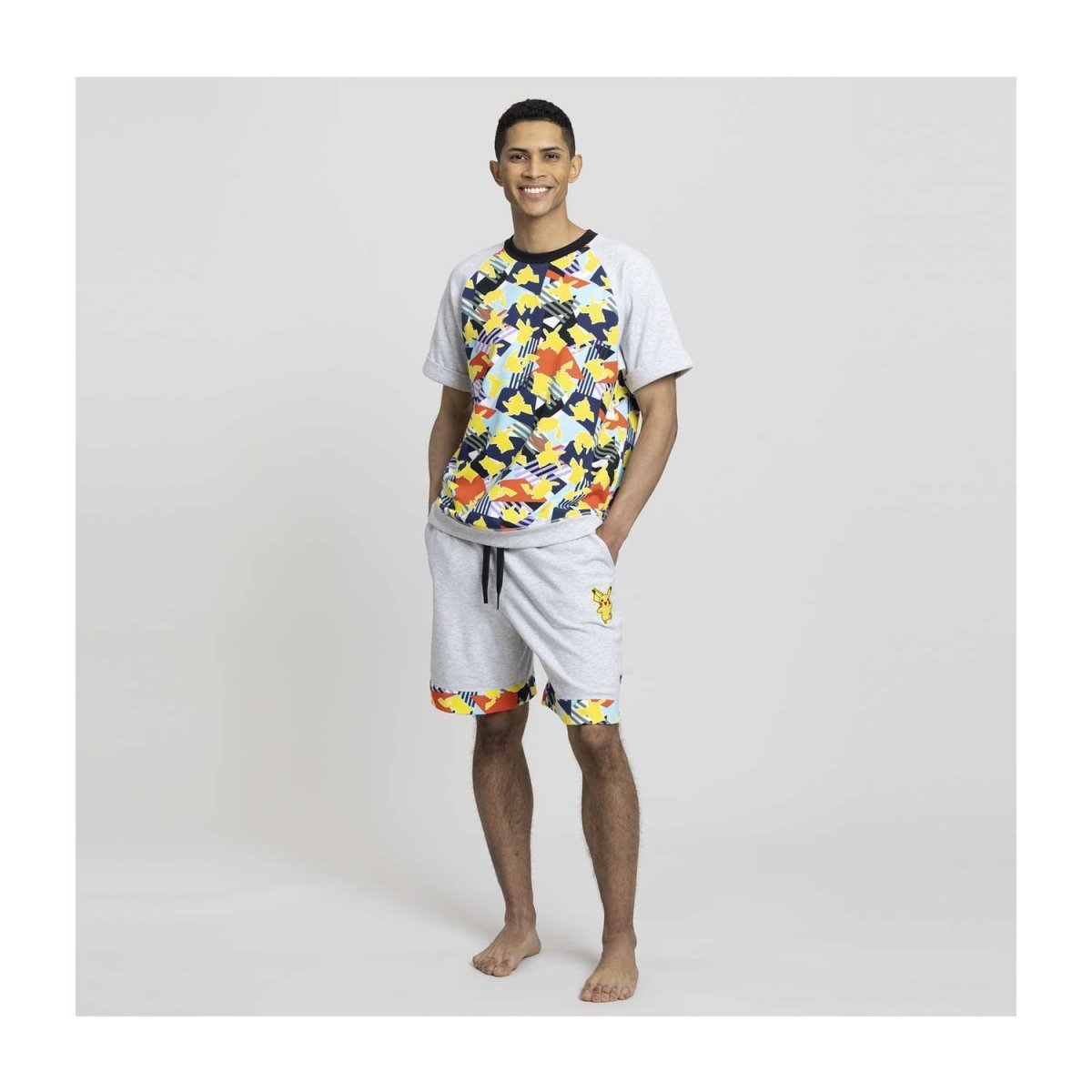 Pikachu Mix Pokémon Lounge Gray Shorts - Men | Pokémon Center Official Site