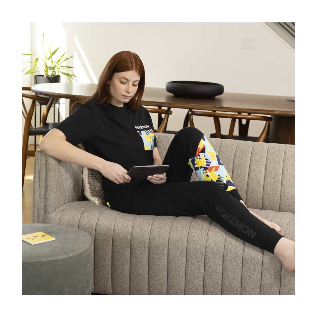 Pikachu Mix Pokémon Lounge Black Jogger Pants - Women | Pokémon Center ...