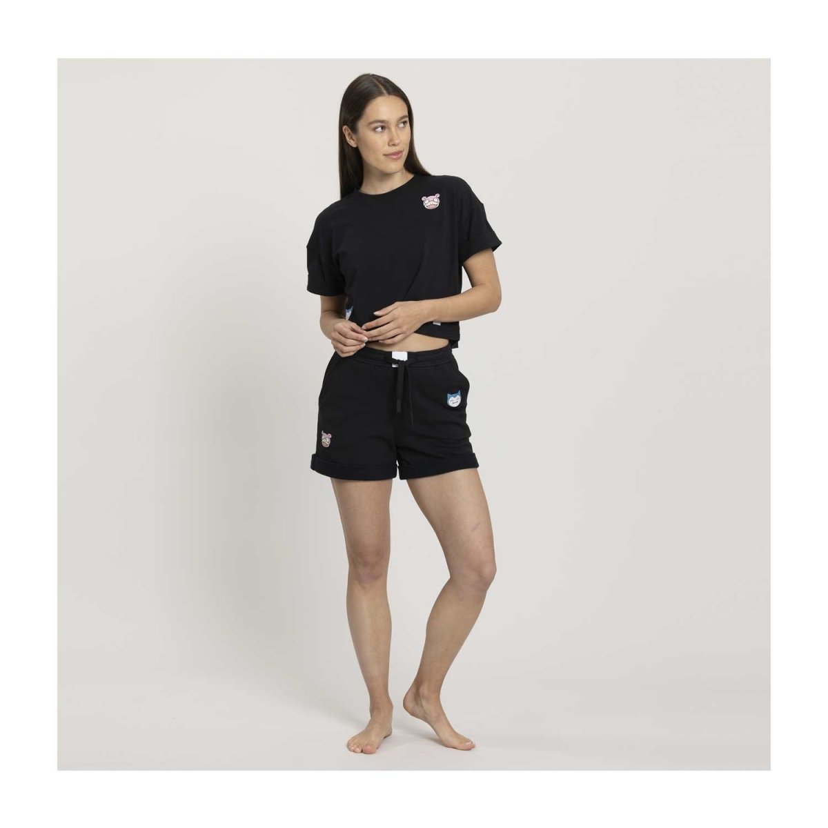 Pikachu & Friends Pokémon Lounge Black Shorts - Women | Pokémon Center ...