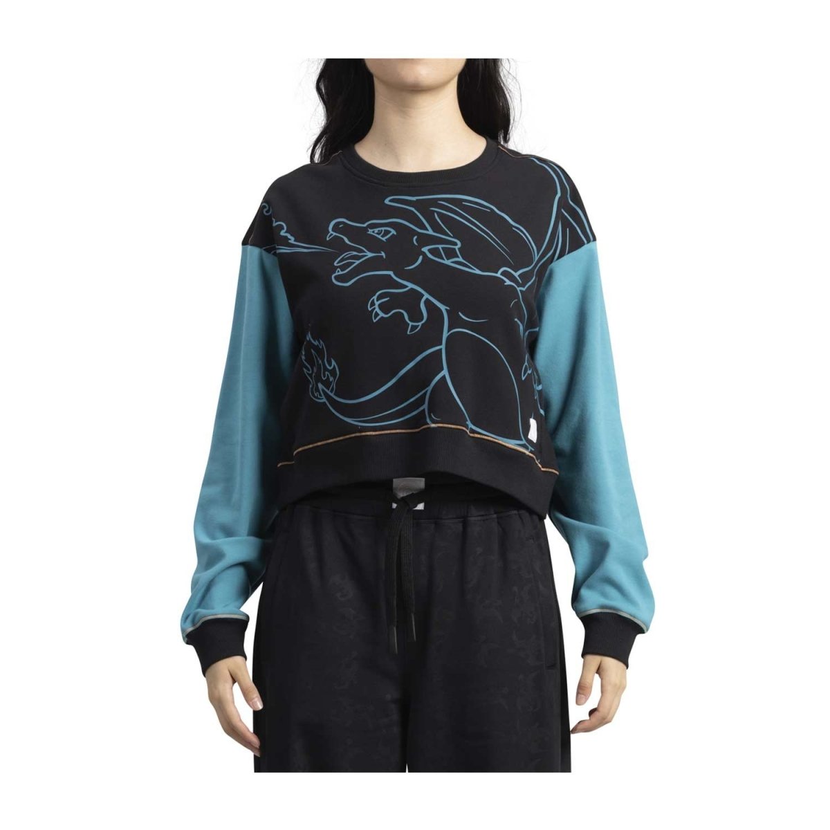Charizard Pokémon Lounge Black & Teal Crop Sweatshirt - Women | Pokémon ...