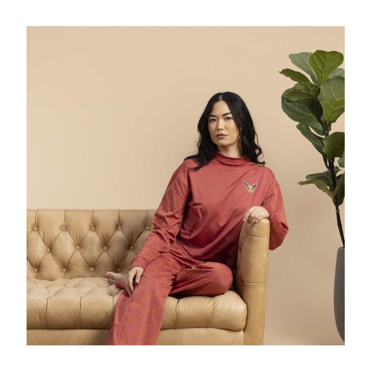 Eevee Pokémon Lounge Red Funnel Neck Long-Sleeve Top - Women | Pokémon ...