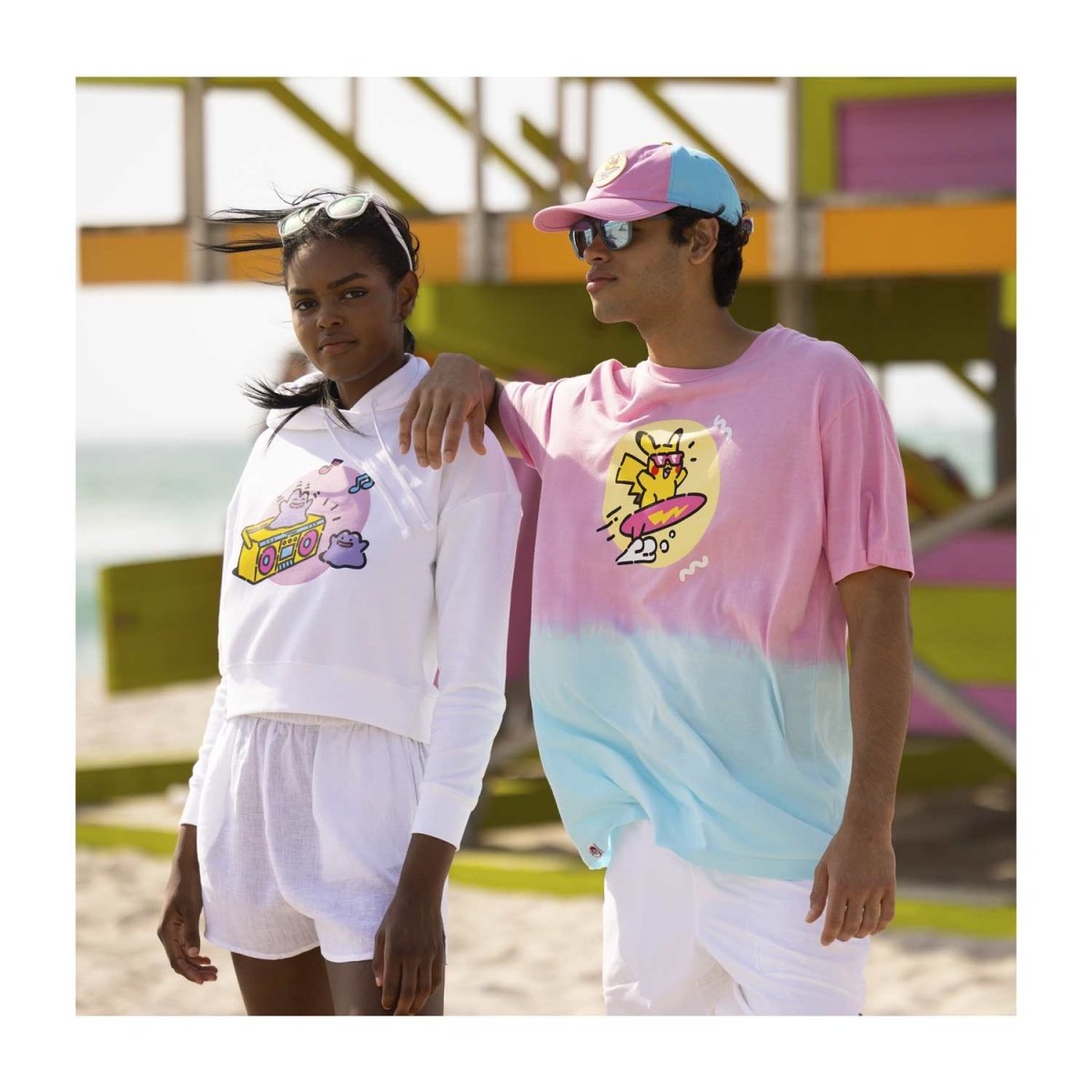 Ditto Pokémon Lazy Summer White Crop Hoodie - Women | Pokémon Center UK ...