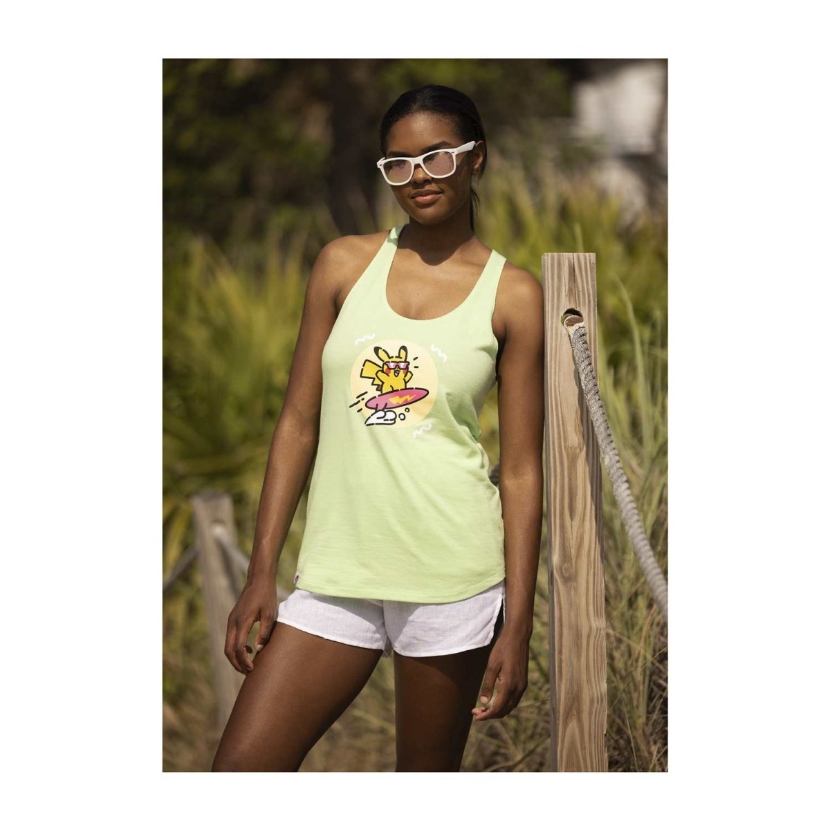 Pikachu Pokémon Lazy Summer Green Racerback Tank Top - Women | Pokémon ...