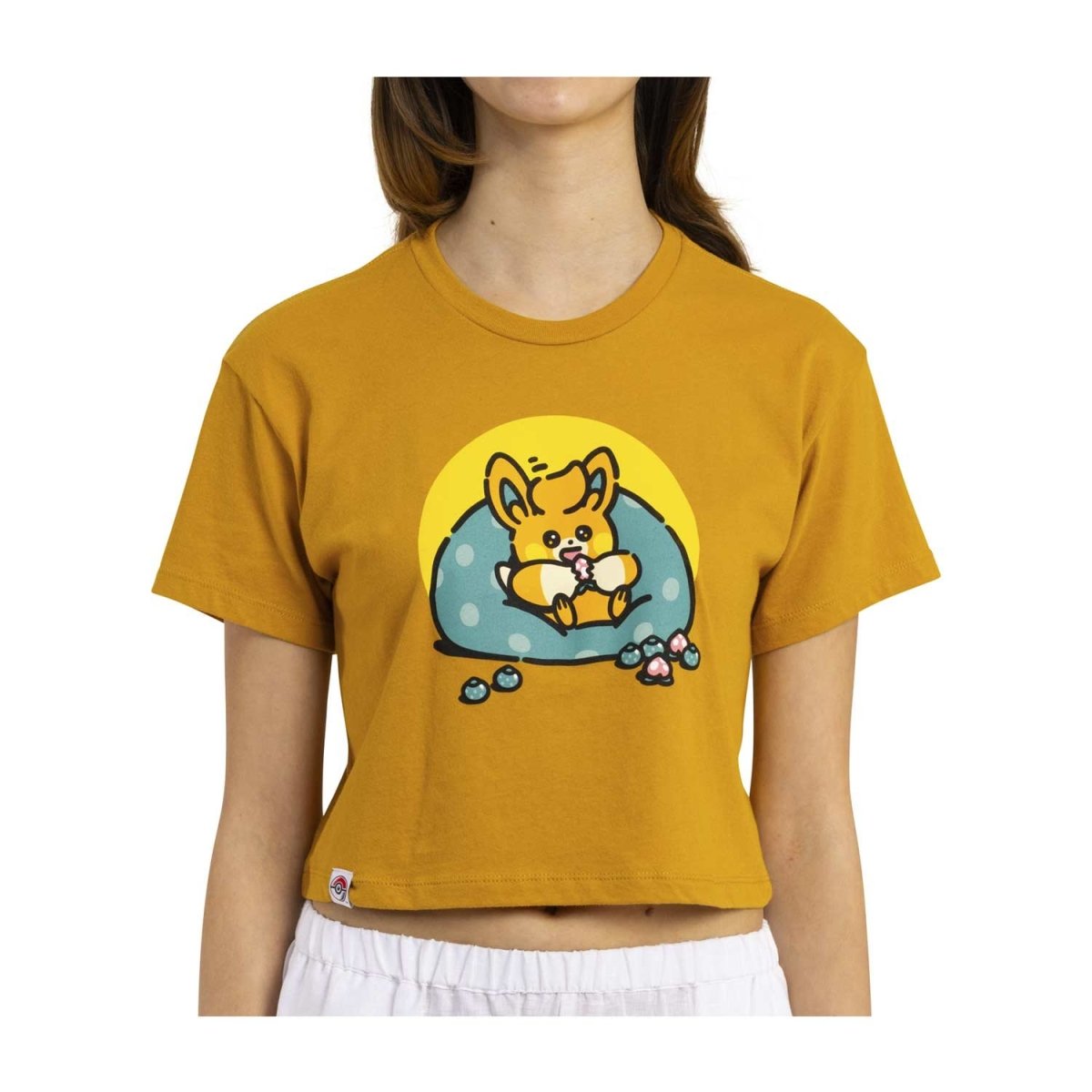 Pawmi Pokémon Lazy Summer Orange Relaxed Fit Crew Neck Crop Top - Women ...