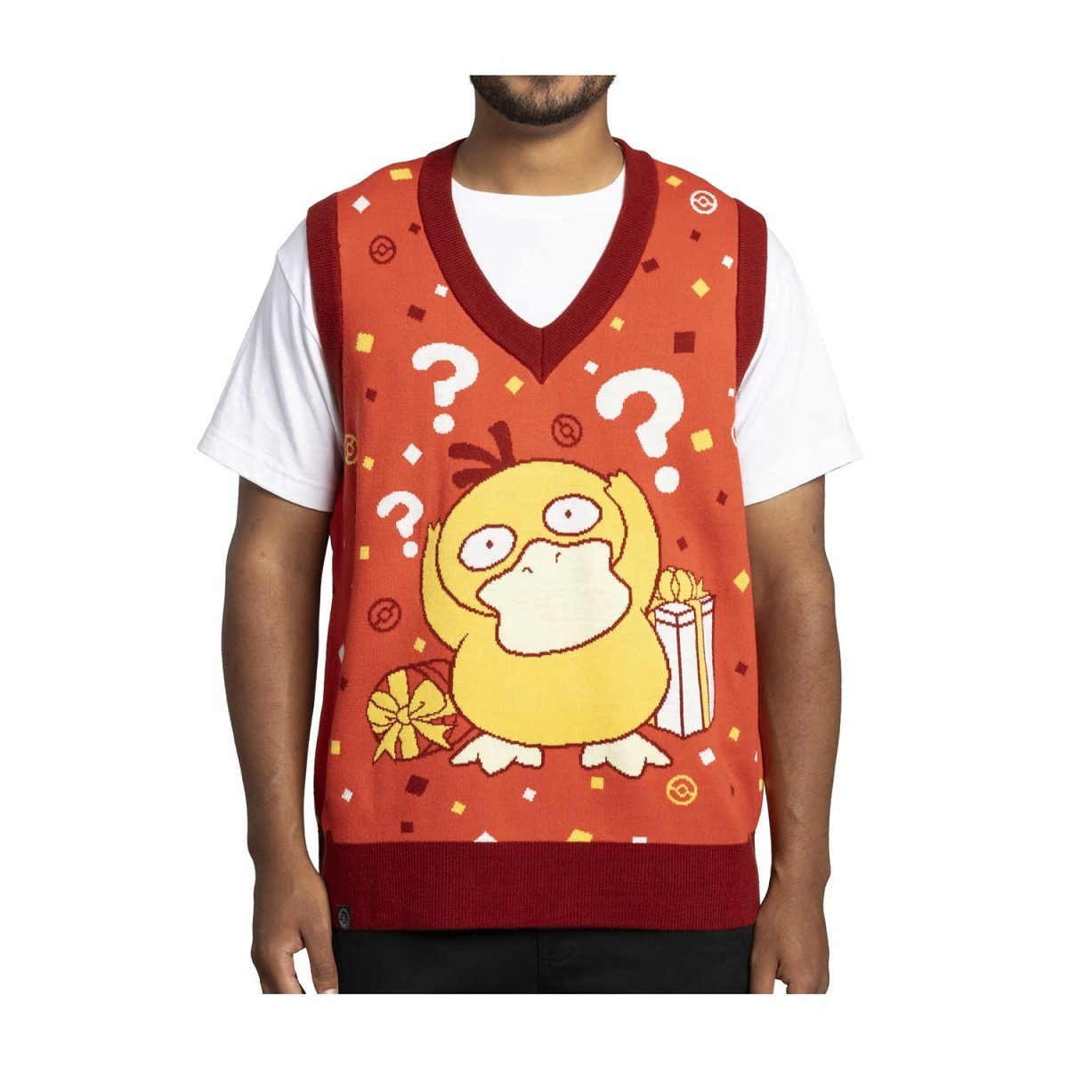 Psyduck Pokémon Holiday Red Sweater Vest - Adult | Pokémon Center ...