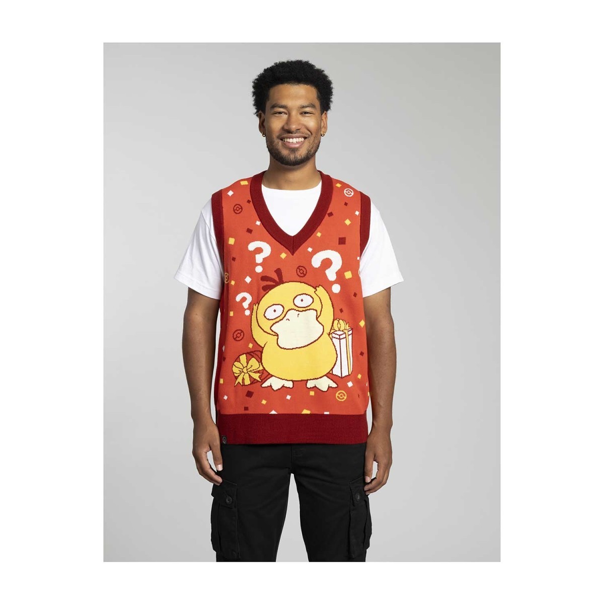 Psyduck Pokémon Holiday Red Sweater Vest - Adult | Pokémon Center ...