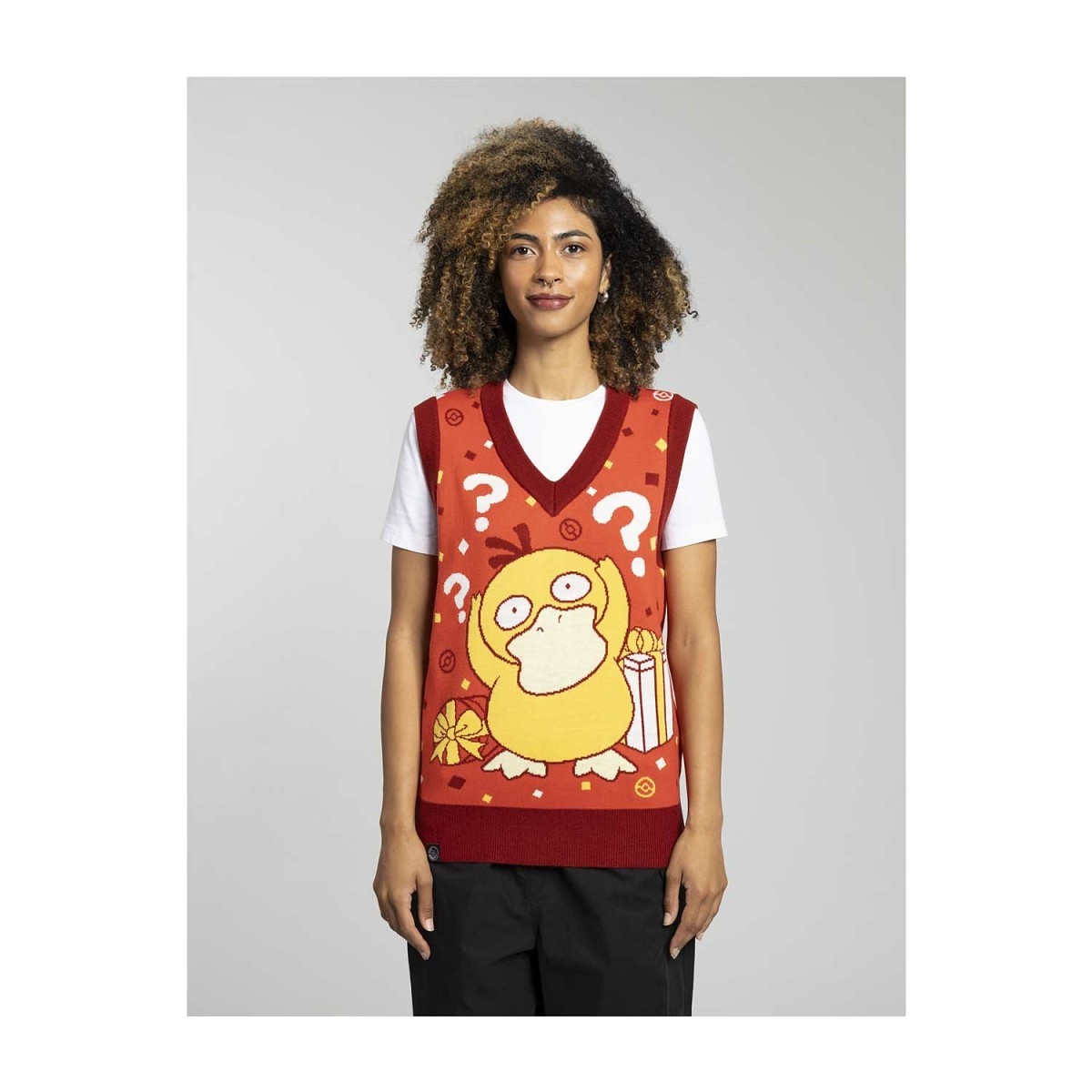 Psyduck Pokémon Holiday Red Sweater Vest - Adult | Pokémon Center ...