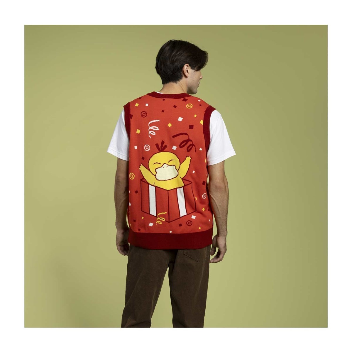 Psyduck Pokémon Holiday Red Sweater Vest - Adult | Pokémon Center ...