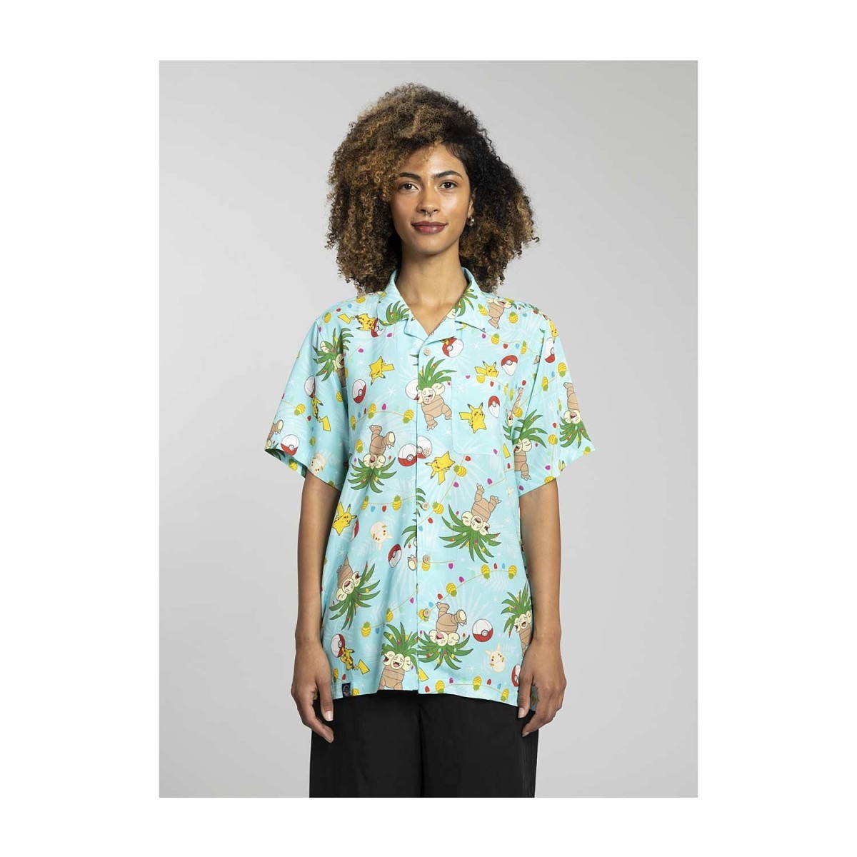 Pokémon Holiday Allover-Print Relaxed Button-Up Shirt - Adult | Pokémon ...