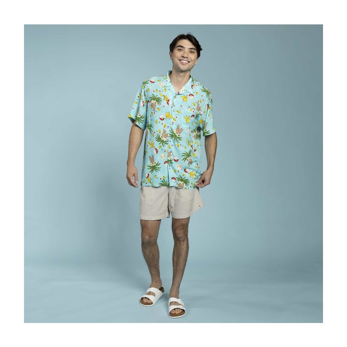 Pokémon Holiday Allover-Print Relaxed Button-Up Shirt - Adult | Pokémon ...