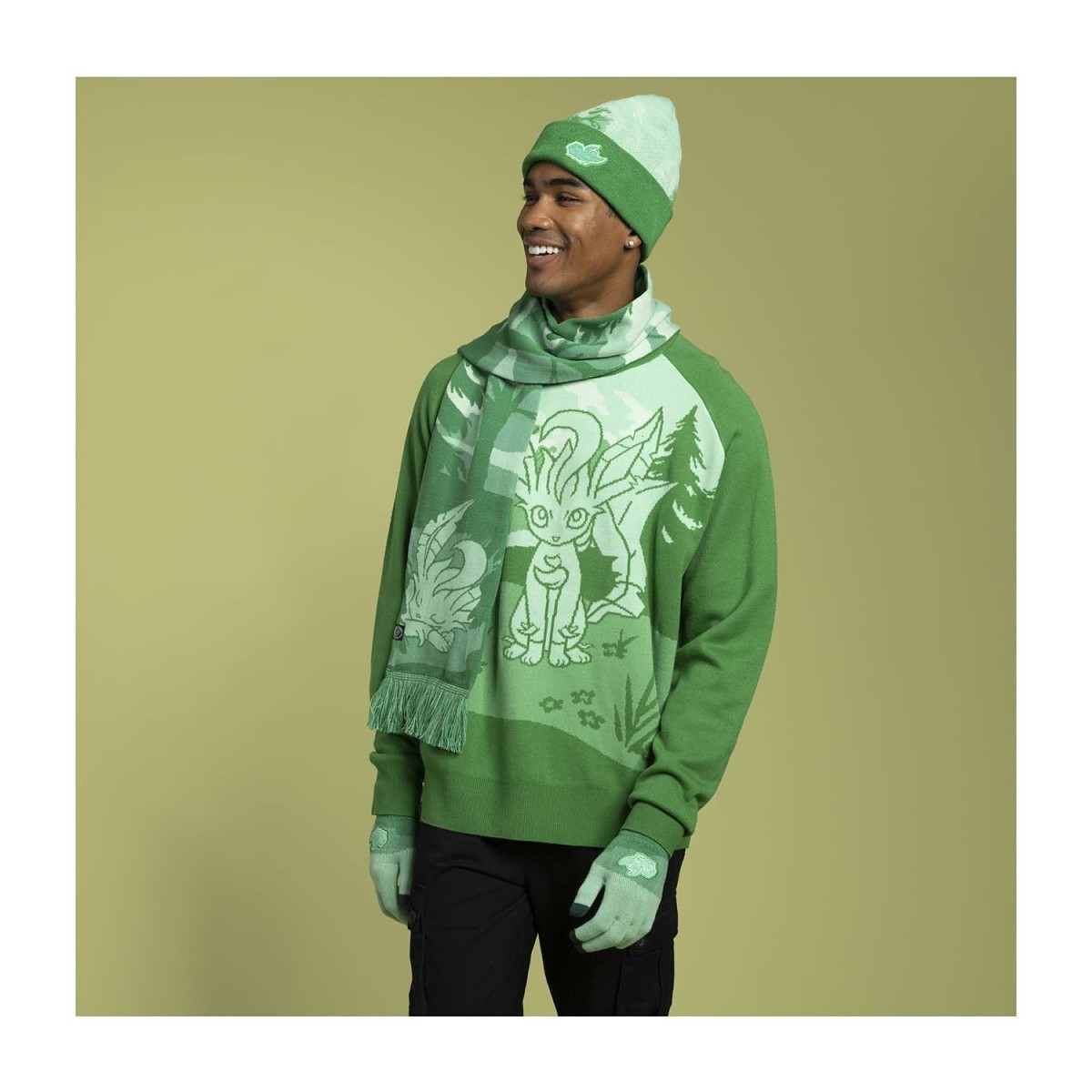 Leafeon Pokémon Holiday Green Knit Scarf (One Size-Adult) | Pokémon ...