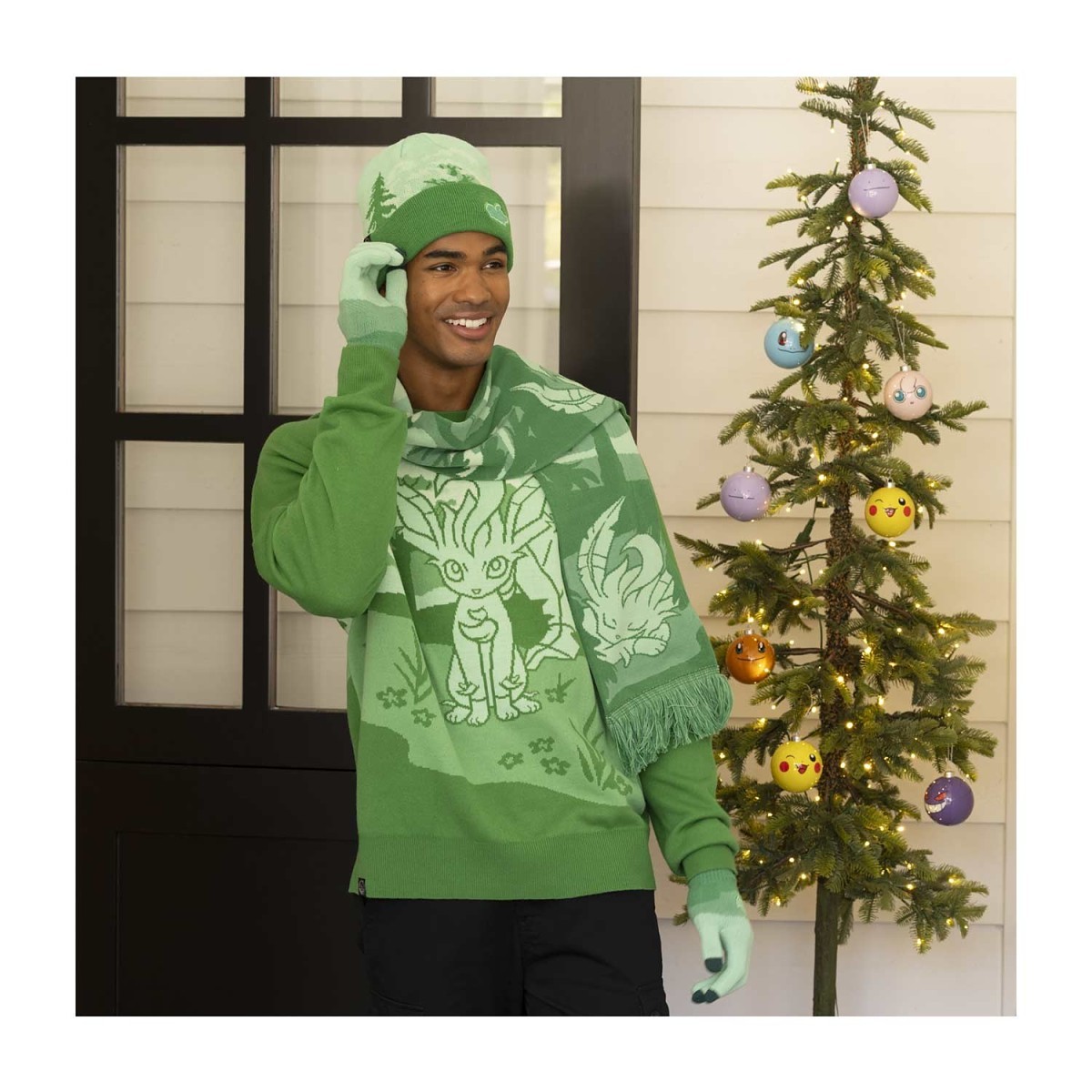 Leafeon Pokémon Holiday Green Knit Scarf (One Size-Adult) | Pokémon ...