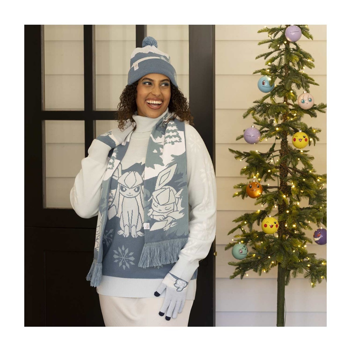 Glaceon Pokémon Holiday Blue Knit Scarf (One Size-Adult) | Pokémon ...